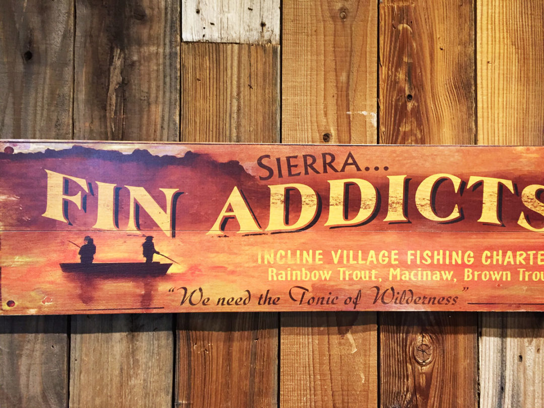 Fin Addicts Vintage Fishing Sign | Personalized & Retro Wood Sign