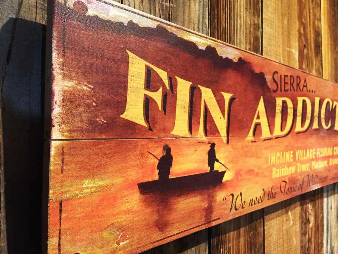 Fin Addicts Vintage Fishing Sign | Personalized & Retro Wood Sign