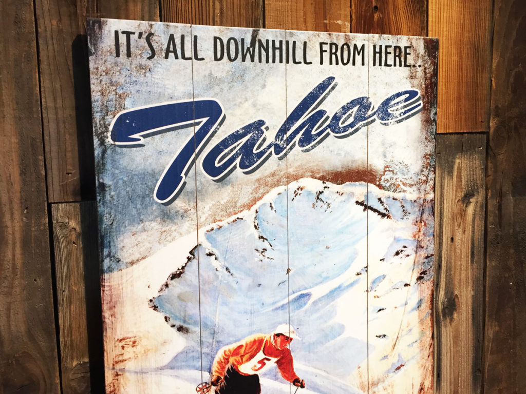 It’s all Downhill Skiing Sign | Personalized & Retro Wood Sign