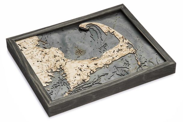 Cape Cod 3D Wood Map | 3D Topographic Wood Chart