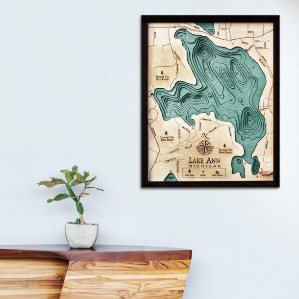 Gun Lake, MI 3D Wood Topo Map