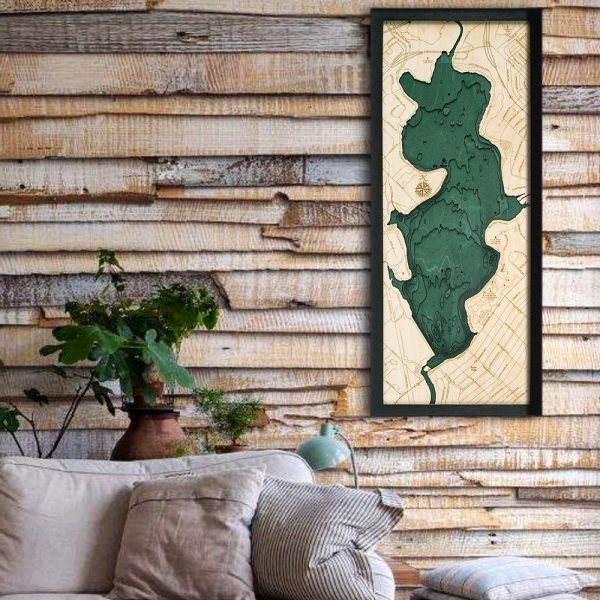 Clear Lake, Texas 3D Wooden Map | Framed Topographic Wood Chart