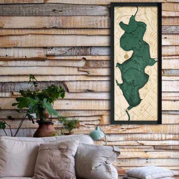 Sam Rayburn Reservoir, Texas 3D Wooden Map | Topographic Wood Chart