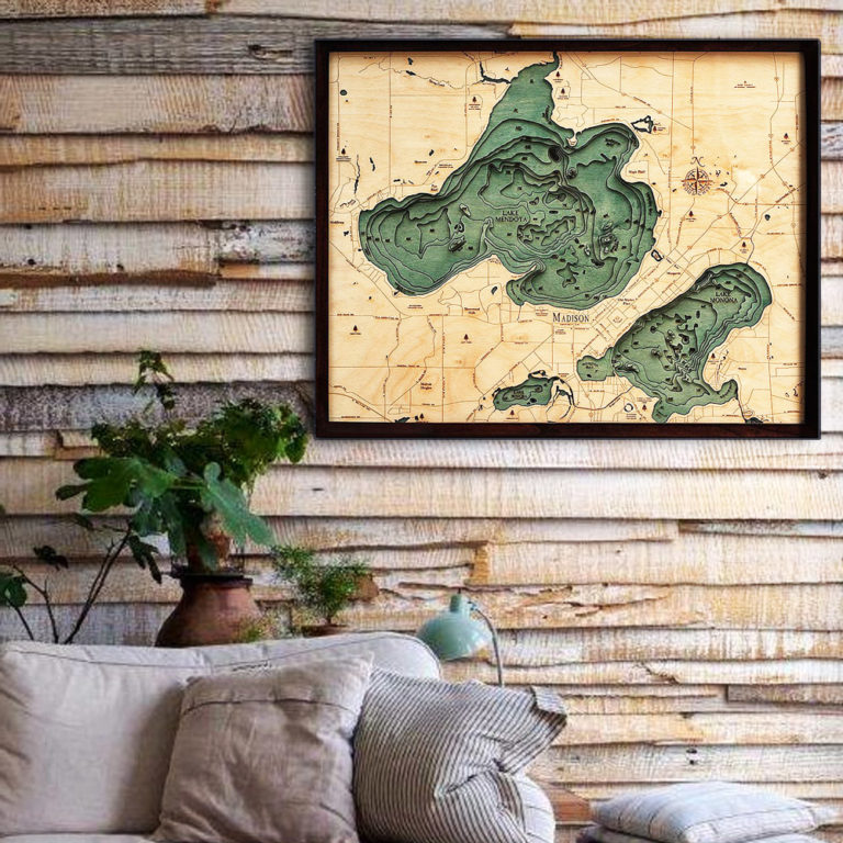 Post Lakes, WI Wood Map | 3D Nautical Wood Charts & Home Decor
