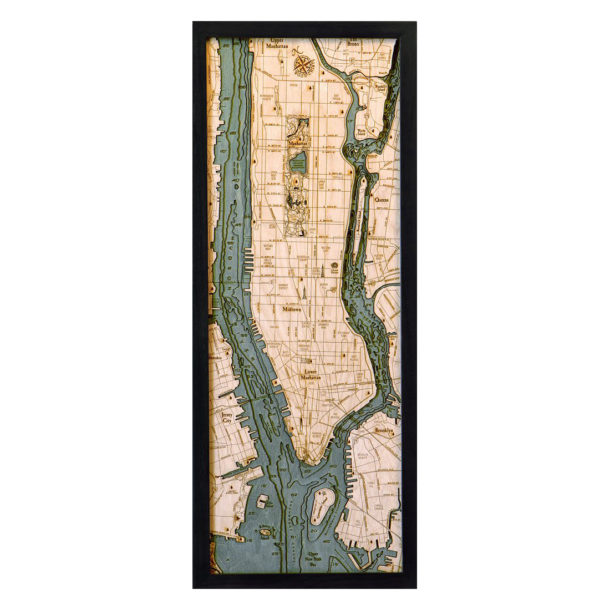 Manhattan / NYC Wood Map | 3D Topographic Wood Chart