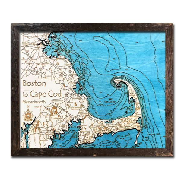 Asnacomet Pond, MA 3D Wood Maps, Nautical Charts