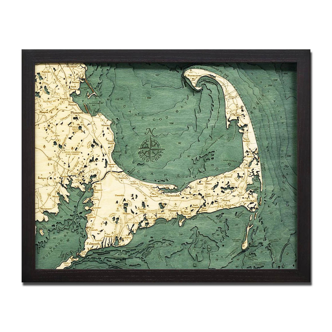 Cape Cod 3D Wood Map | 3D Topographic Wood Chart