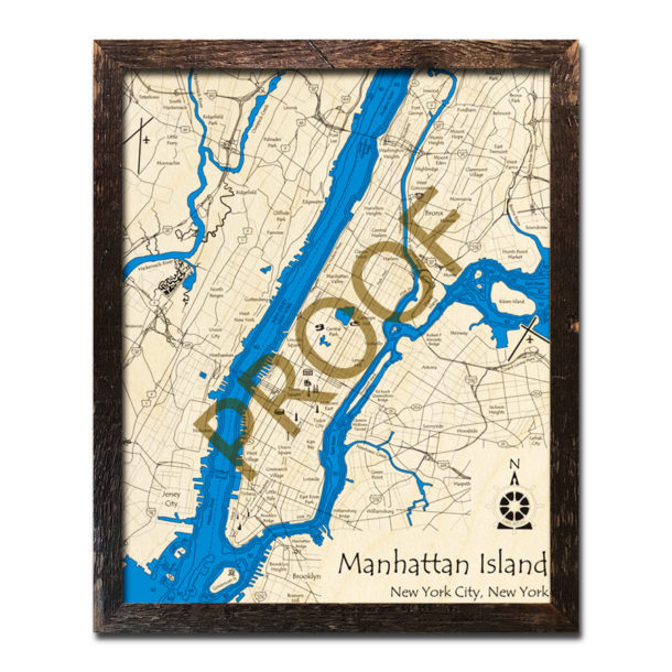 Waneta Lake, NY 3D Wood Topo Map
