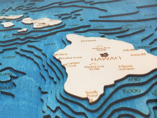 Hawaiian Islands 3D Wood Map | Framed Nautical Home Décor