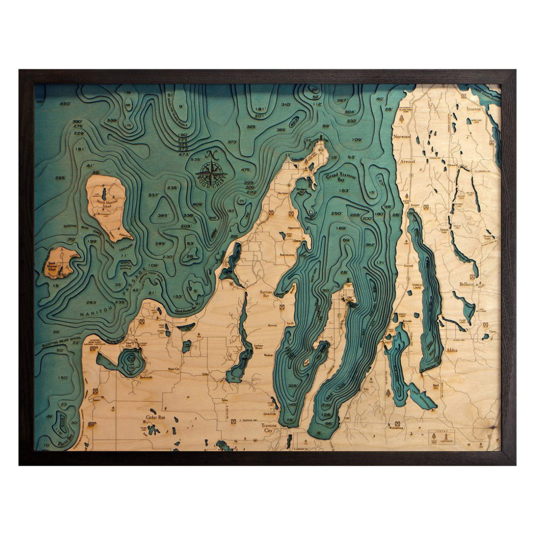 Caribou Lake, MI 3D Wood Topo Map