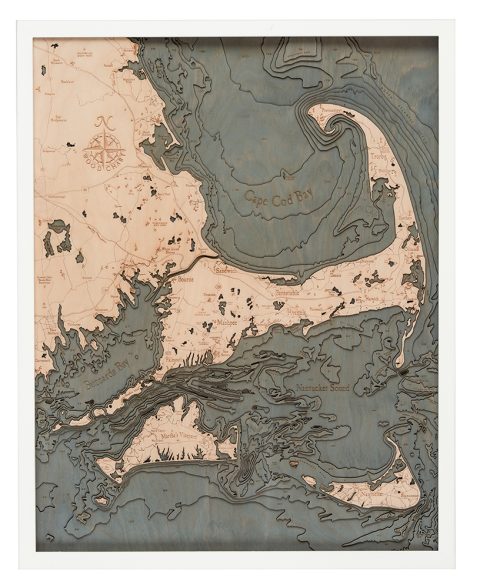 Cape Cod, Massachusetts 3D Nautical Wood Map, 24.5" x 31"