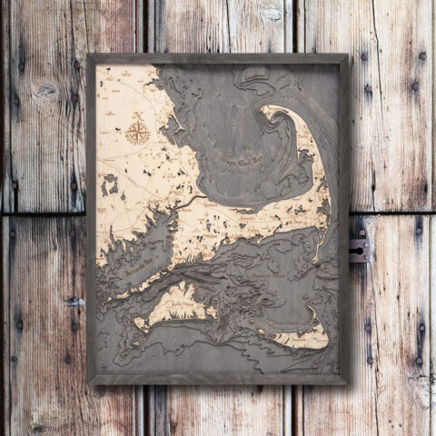 Cape Cod, Massachusetts 3D Nautical Wood Map, 24.5" x 31"