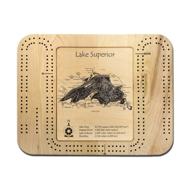 Lake Superior Nautical Wood Cribbage Board