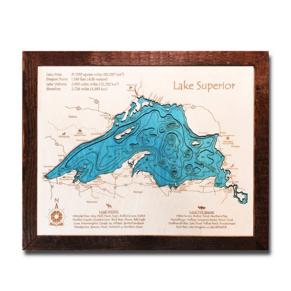 Caldron Falls Reservoir, WI Wood Map | 3D Nautical Wood Charts