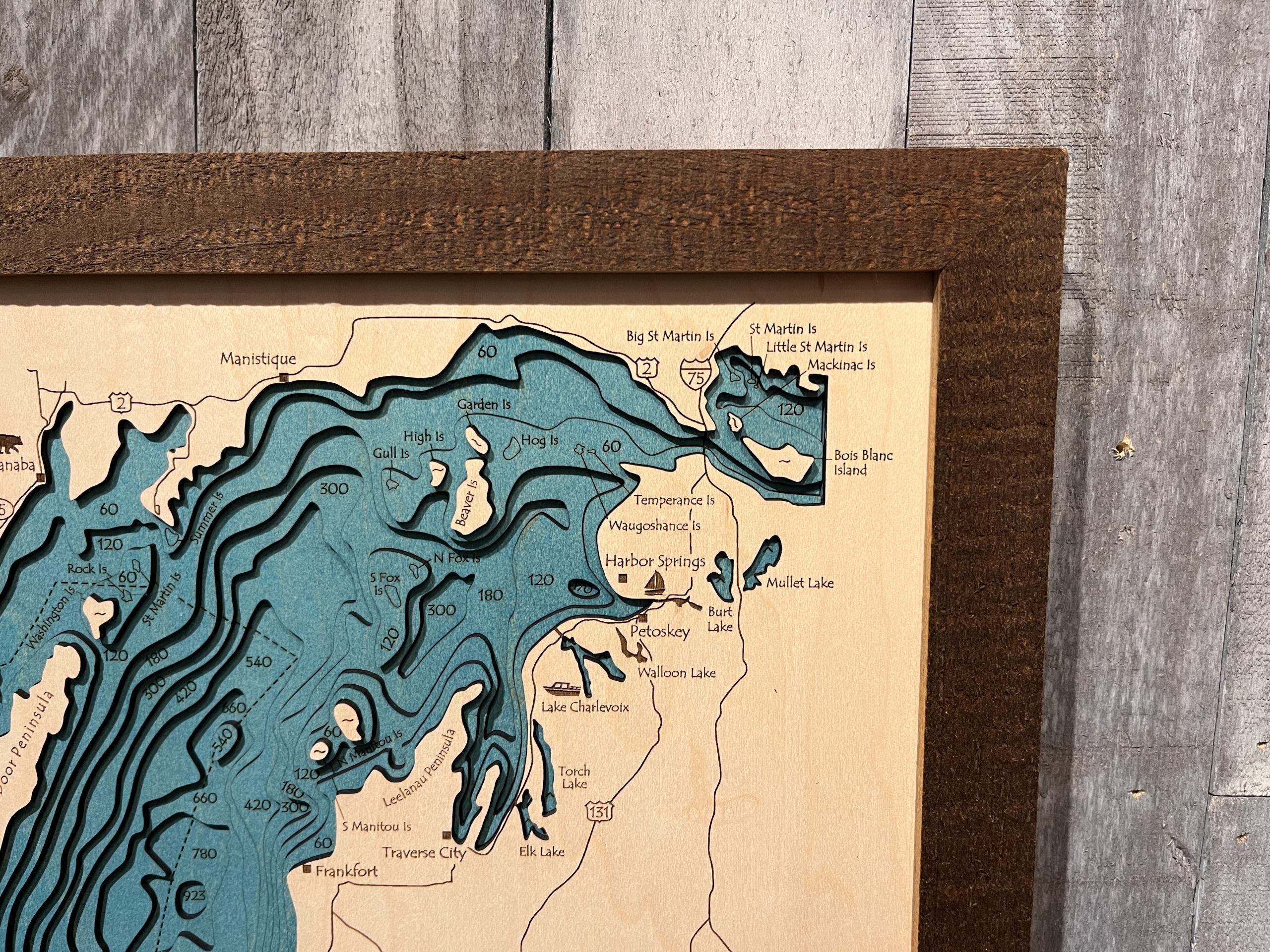 Lake Michigan - 3D Wood Map, Custom Nautical Map Art
