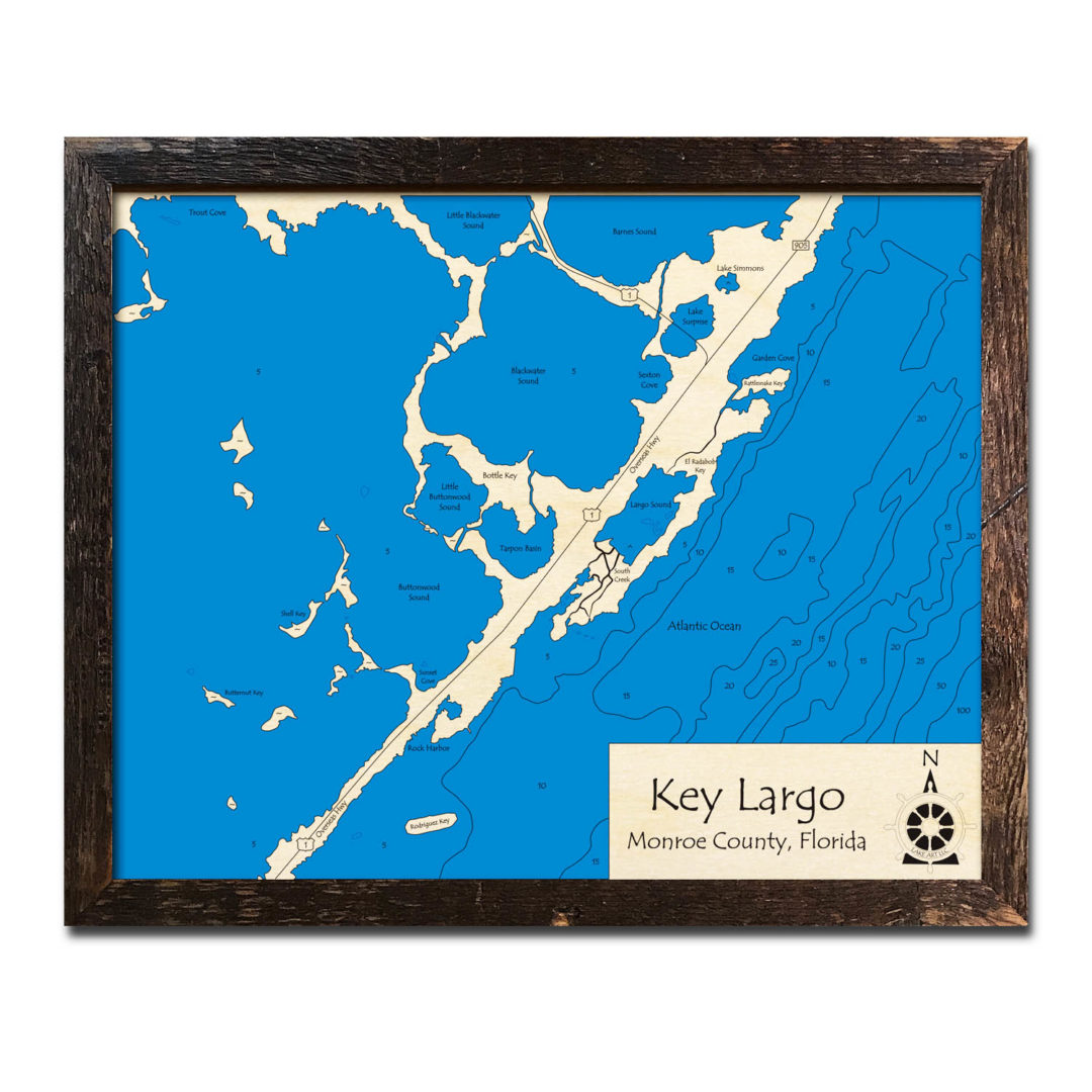 Jupiter Inlet, FL Nautical Wood Maps
