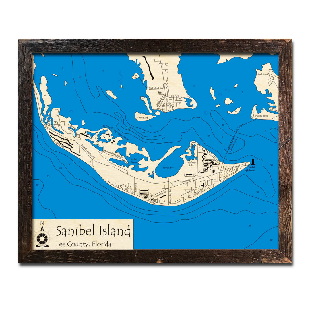 Lake Talquin, FL Wood Map | 3D Topographic Wood Chart