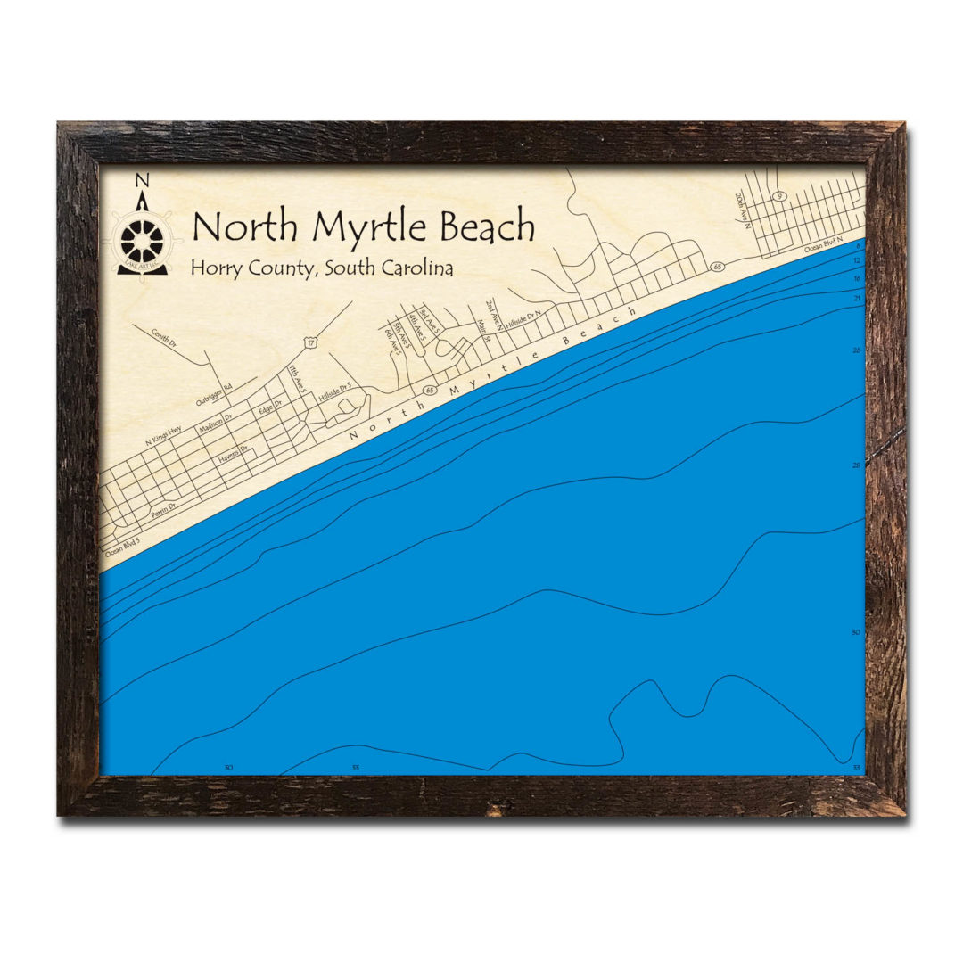 Parris Island, SC 3D Wood Topo Maps