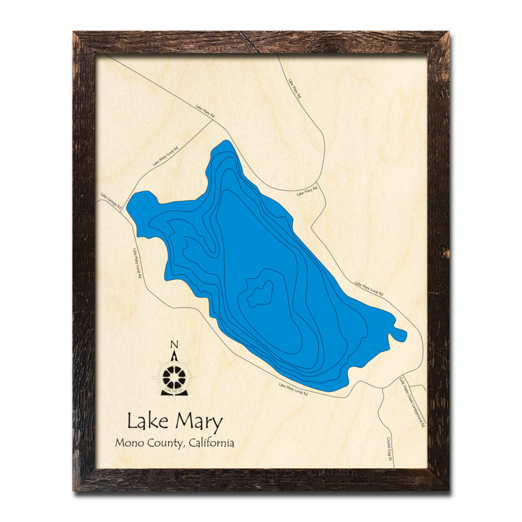 Lake Mary, CA Wood Map | 3D Topographic Wooden Charts