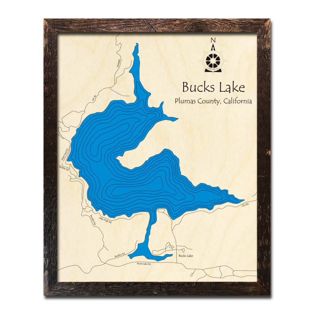 Bucks Lake, CA Nautical Wood Maps
