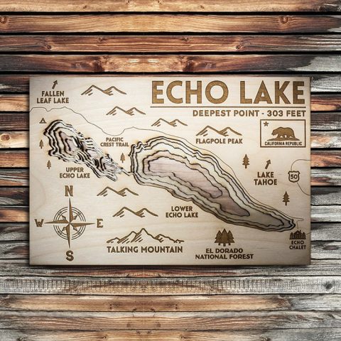 Echo Lake, CA Wood Map | 3D Topographic Wood Chart