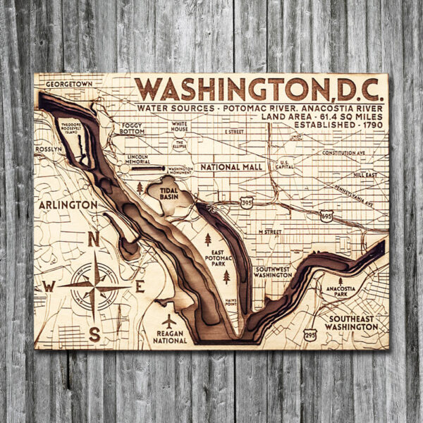 Washington D.C. 3D Wood Map