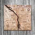 Portland, OR Wood Map | 3D Nautical Wooden Chart