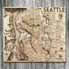 Seattle, WA, Puget Sound Wood Map | 3D Topographic Chart