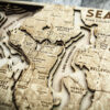 Seattle, WA, Puget Sound Wood Map | 3D Topographic Chart