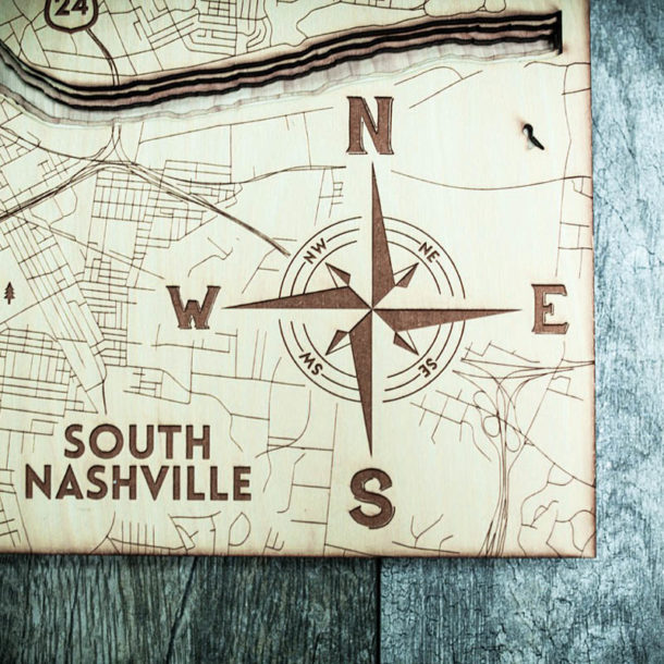 Nashville, TN Wood Map | 3D Wooden Chart