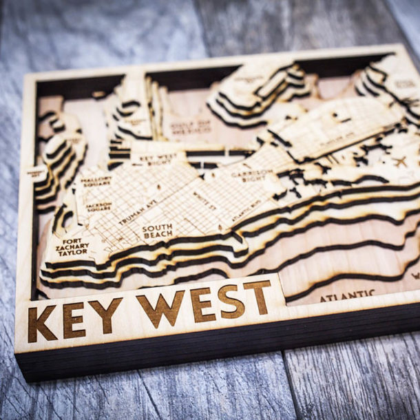 Key West, FL Wood Map | 3D Topographic Wood Chart