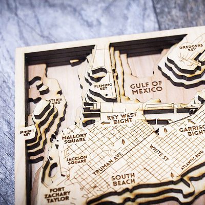 Key West, FL Wood Map | 3D Topographic Wood Chart