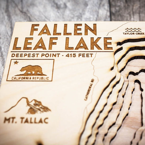 Fallen Leaf Lake, CA Wood Map | 3D Topographic Wood Chart