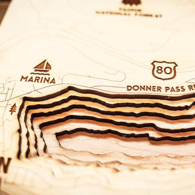 Donner Lake, CA Wood Map | 3D Topographic Wood Chart