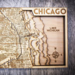 Chicago, IL Wood Map | 3D Topographic Wood Chart
