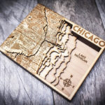 Chicago, IL Wood Map | 3D Topographic Wood Chart