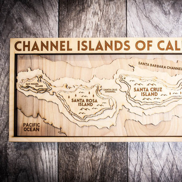 Channel Islands, CA Wood Map | 3D Topographic Wood Chart