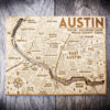 Austin, Texas Wood Map | 3D Topographic Wood Chart