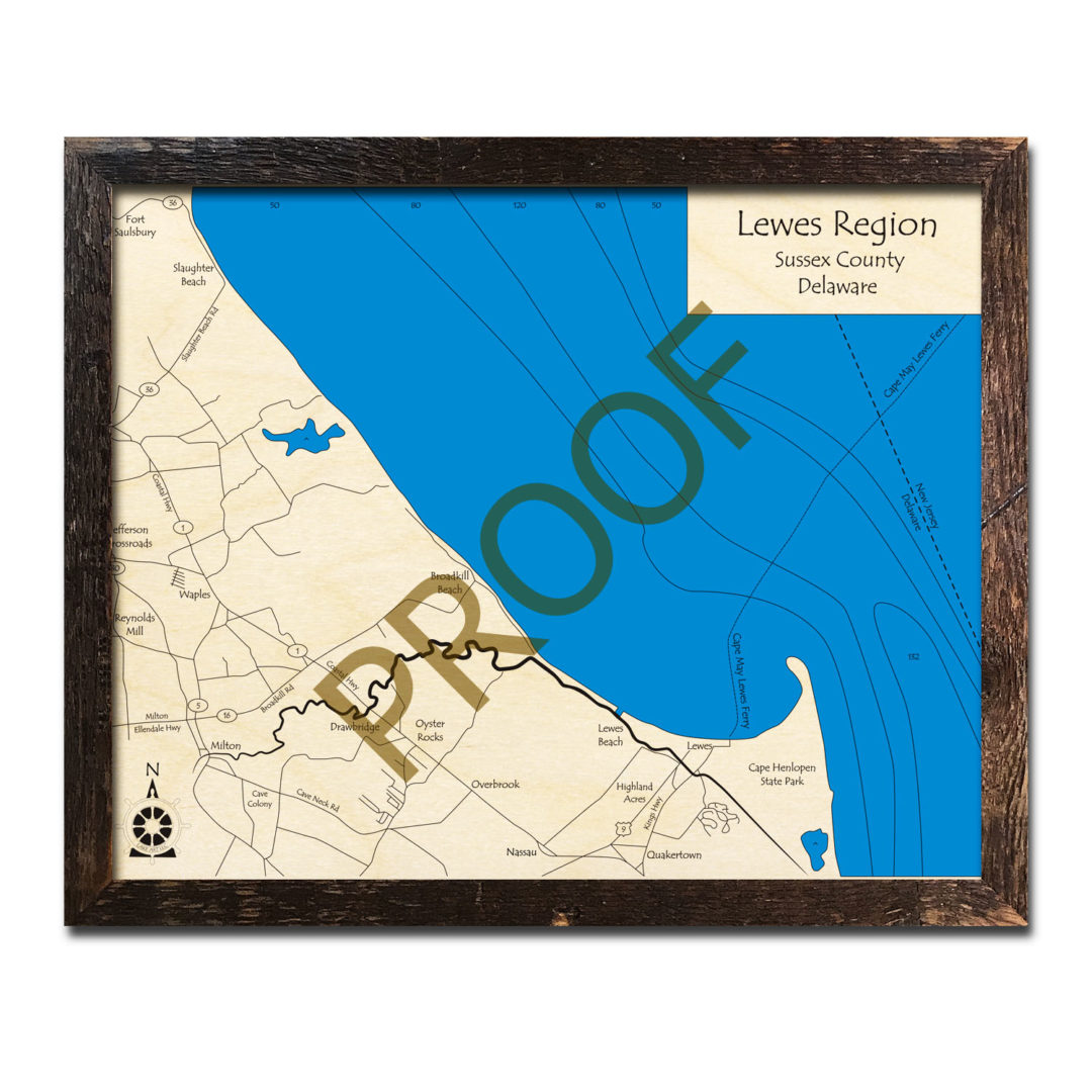 Lewes Region, DE Nautical Wood Maps