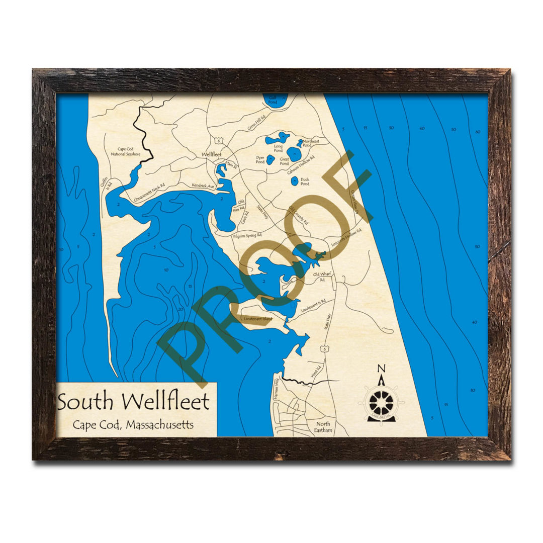 South Wellfleet, MA Nautical Wood Maps