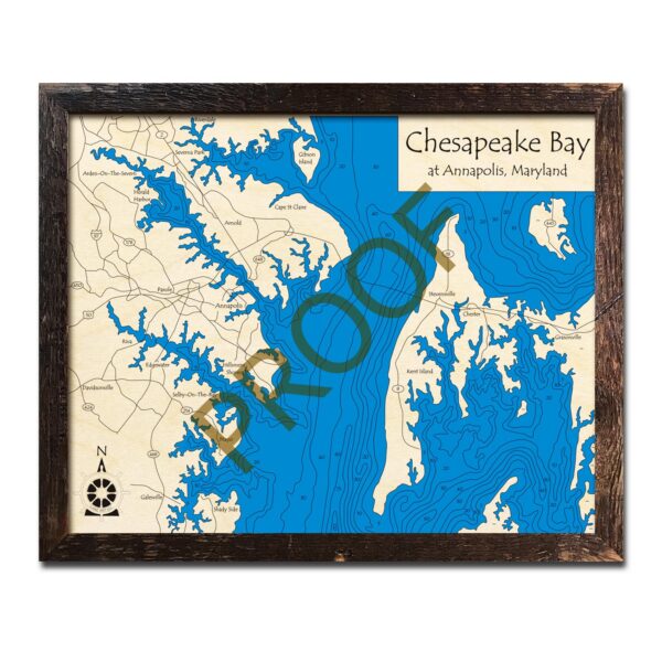 Chesapeake Bay 3D Wood Map | 3D Topographic Wood Chart