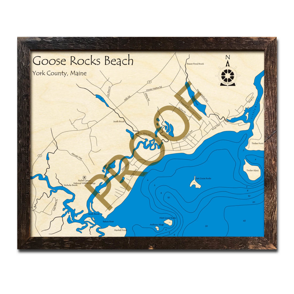 Sebec Lake, ME 3D Wood Topo Map