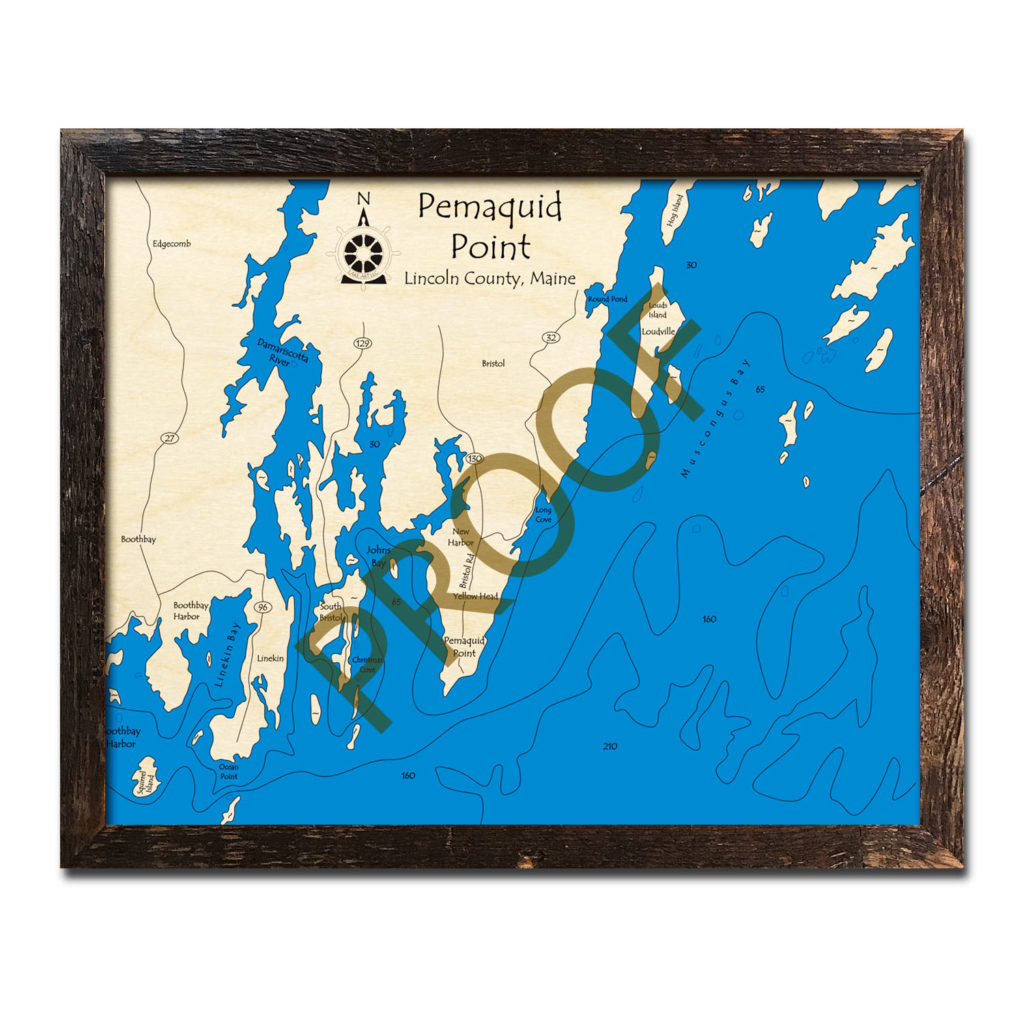 Pemaquid Point, ME Nautical Wood Maps