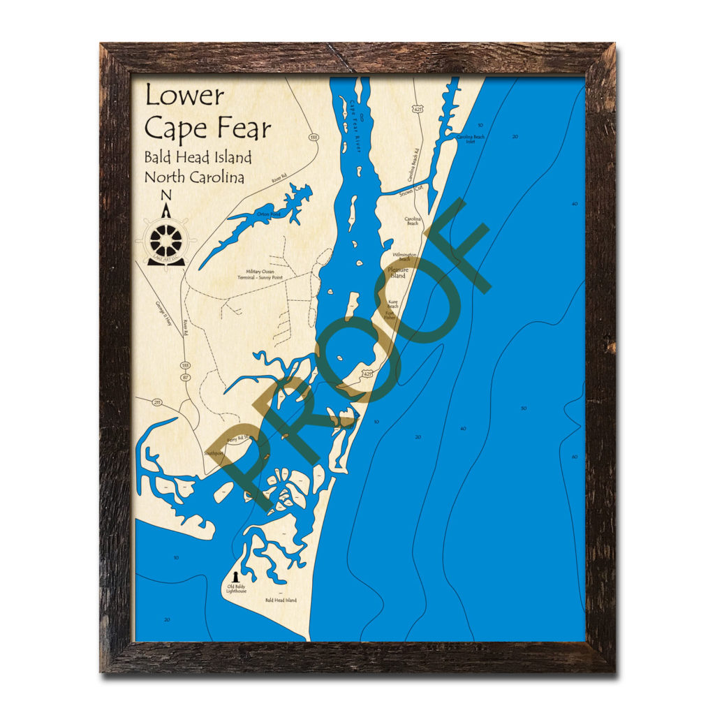 Lower Cape Fear, NC Nautical Wood Maps