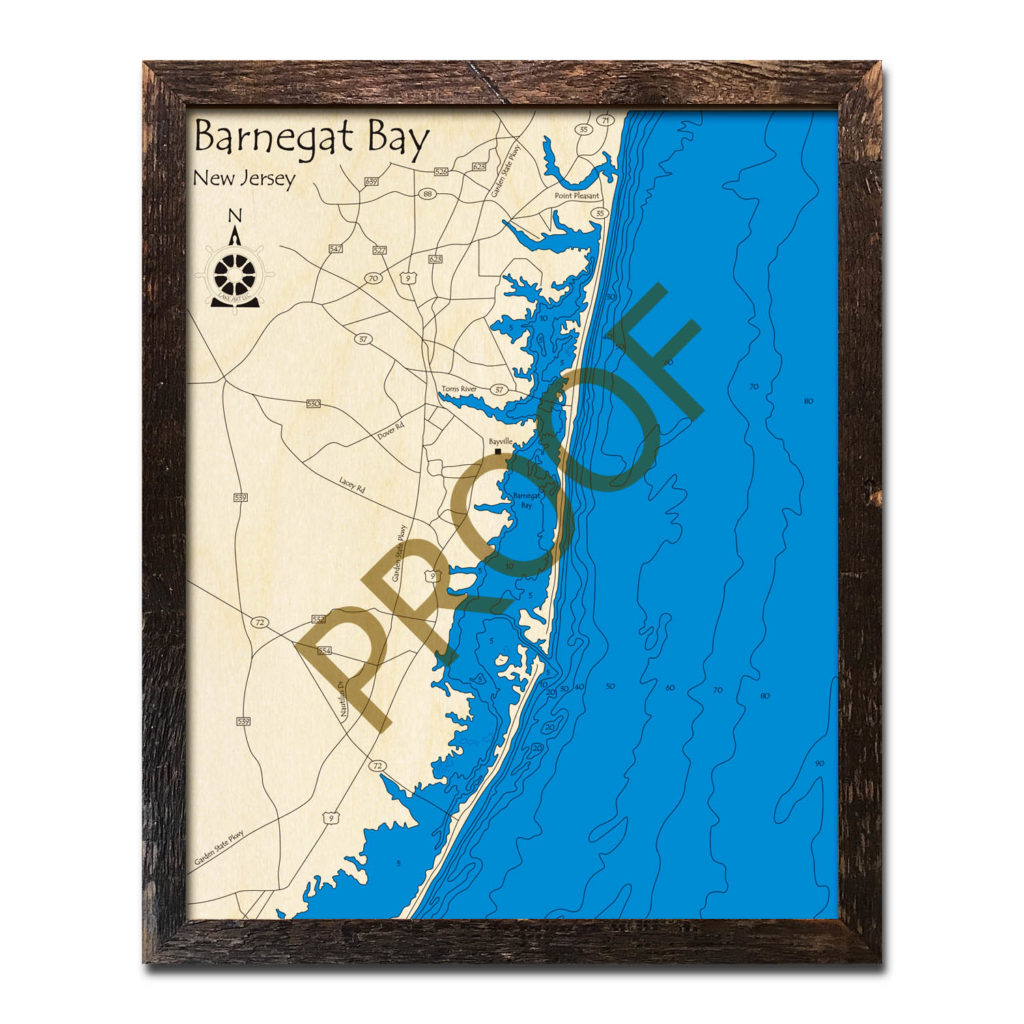 Barnegat Bay, NJ - Jersey Shore | 3D Nautical Wood Maps