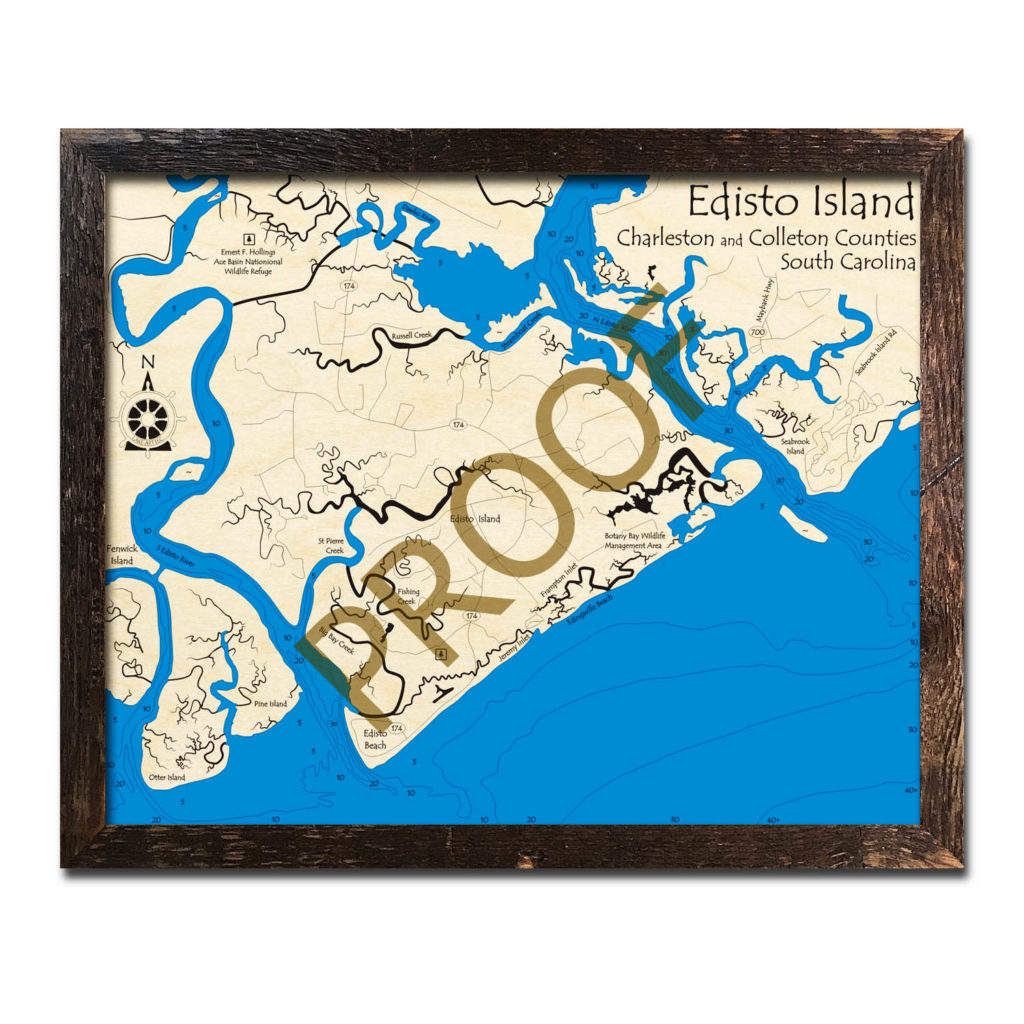 Lake Wylie, SC 3D Wood Topo Map, Nautical Wood Chart