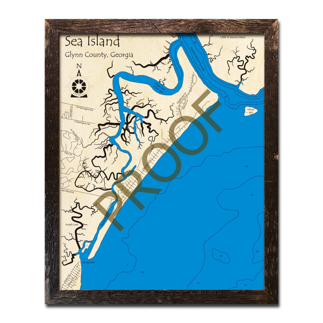 Lake Chatuge (GA/NC) 3D Wood Map, Nautical Wood Chart