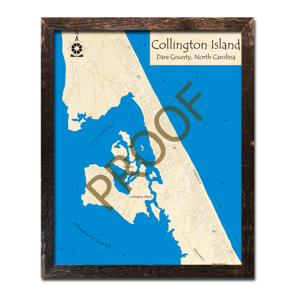 Collington Island (Outer Banks Region), NC Nautical Wood Maps