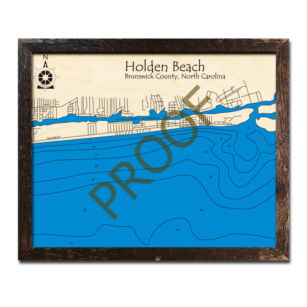 Holden Beach, NC Nautical Wood Maps