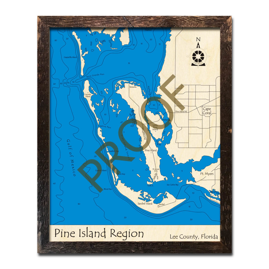 Pine Island Region, FL Nautical Wood Maps